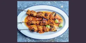 Chicken kebaabs with a creamy garlic & lemon butter sauce & mini–Garlic ...